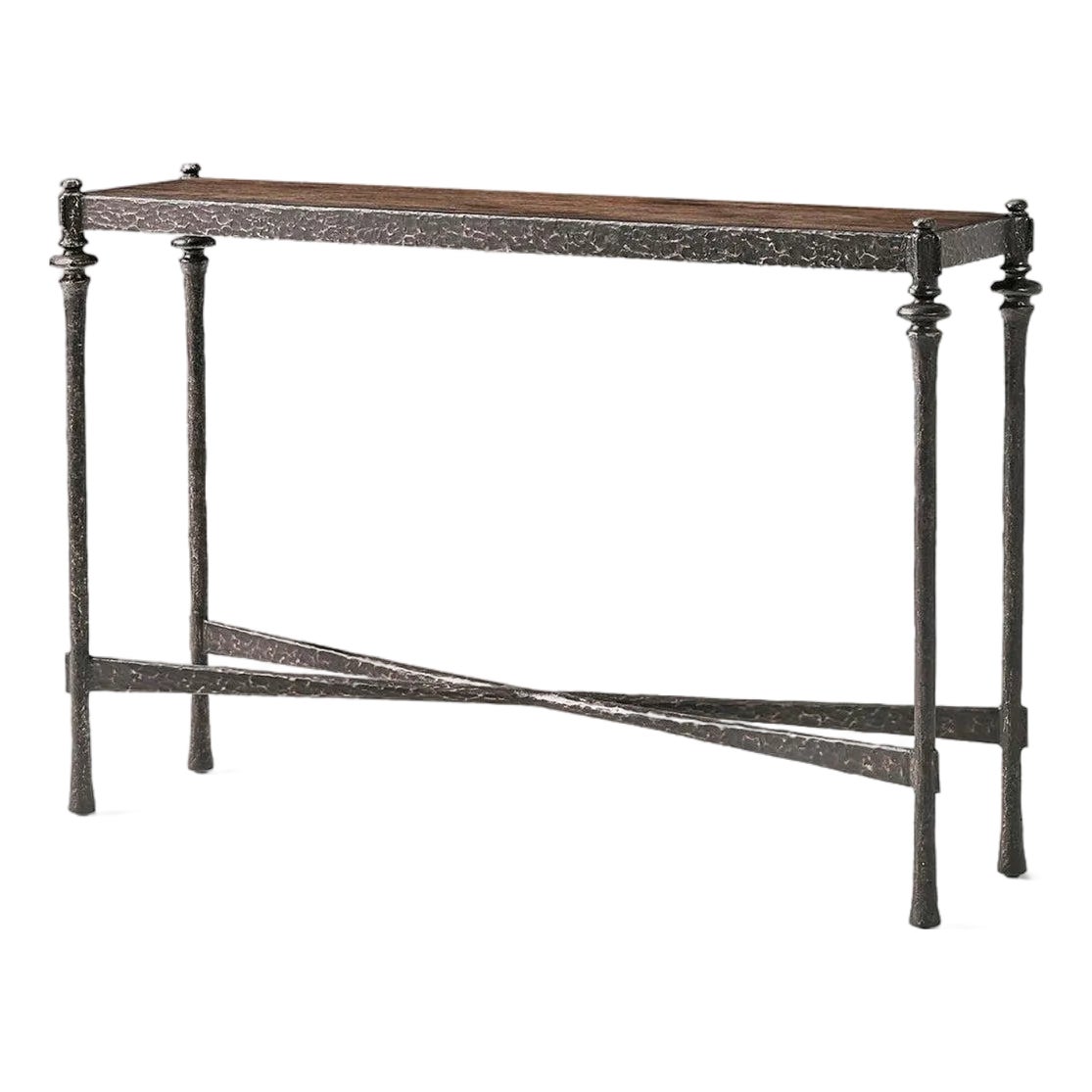 Modern Rustic Hammered Iron Console Table | Chairish