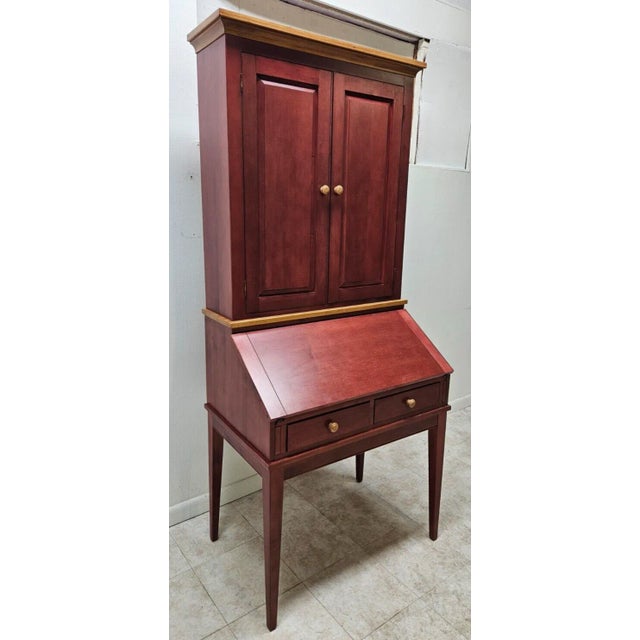 1990s Ethan Allen Country Colors Secretary Writing Desk Shaker Style ...