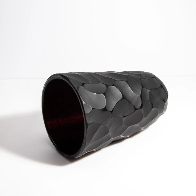 Set of Hand Blown Murano Moon Vases in Jet Black | Chairish