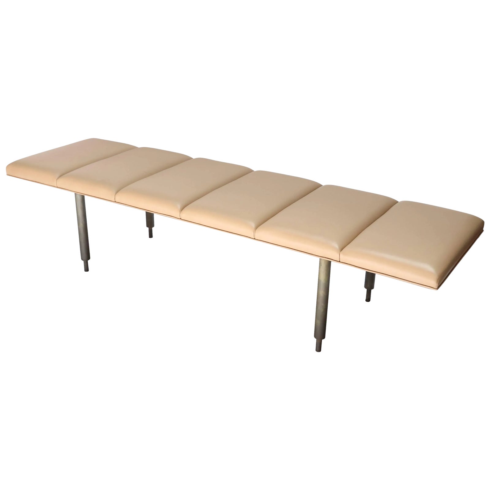 Milano Custom Metal Bench With Leather Seat | Chairish