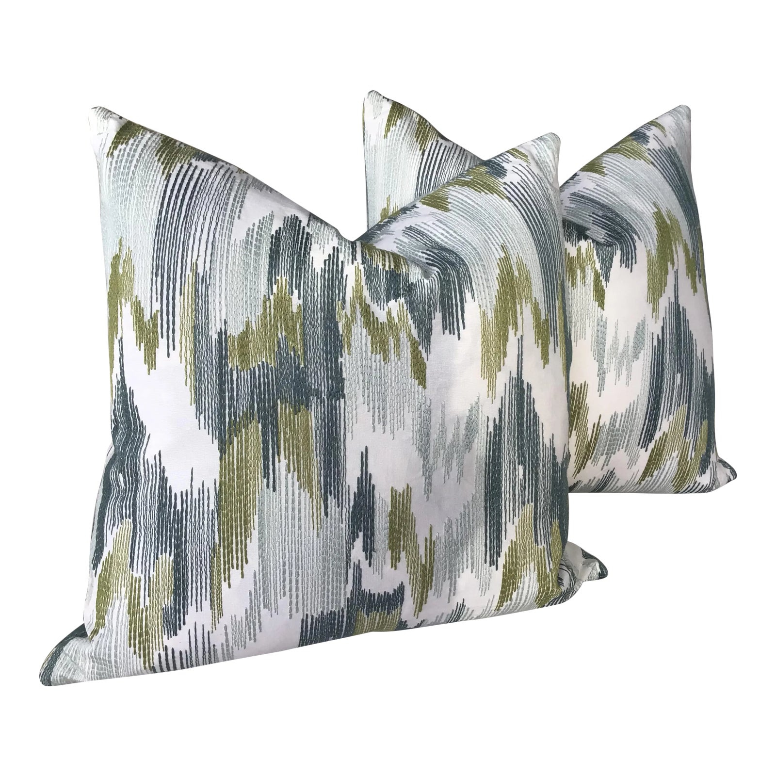 Outrageous From Fabricut Embroidered Fabric Pillows - a Pair | Chairish