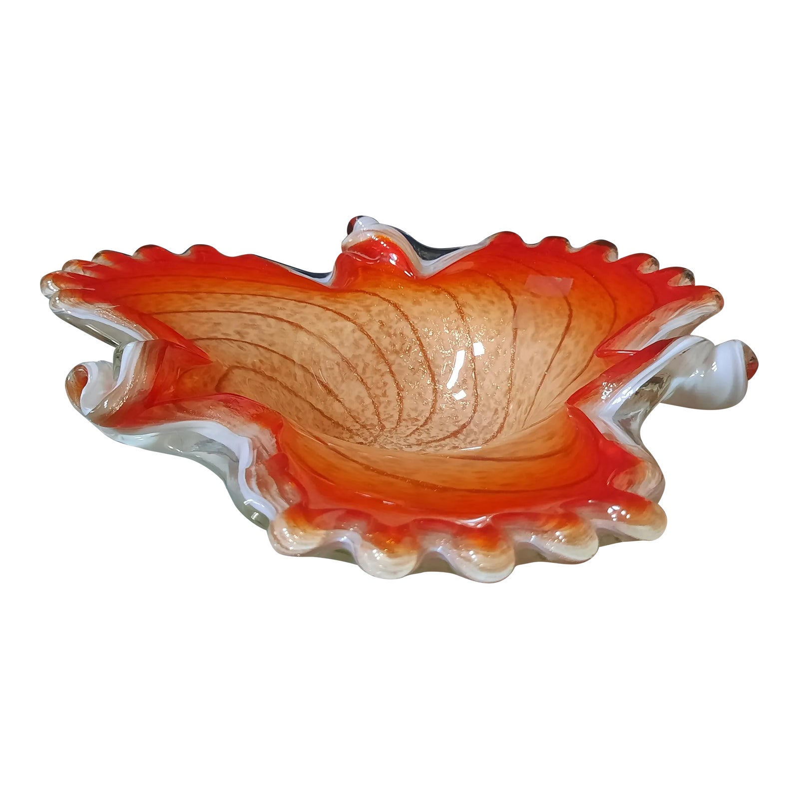 Fratelli Toso Murano Free Form Leaf Bowl Copper Aventurine 1950s-60s ...