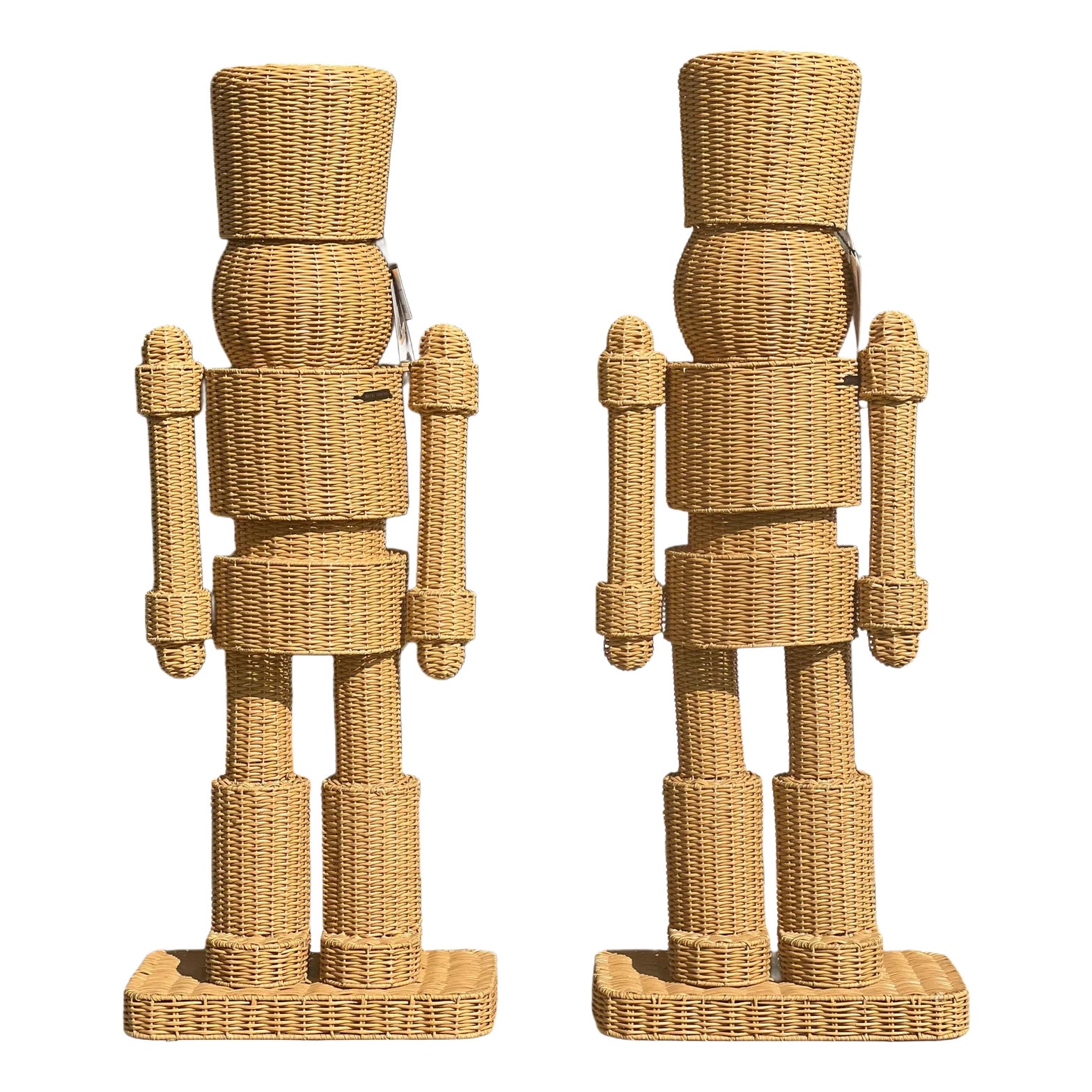 Pair Life Size Woven Indoor/Outdoor Wicker/Rattan Nutcrackers by Becki Owens | Chairish