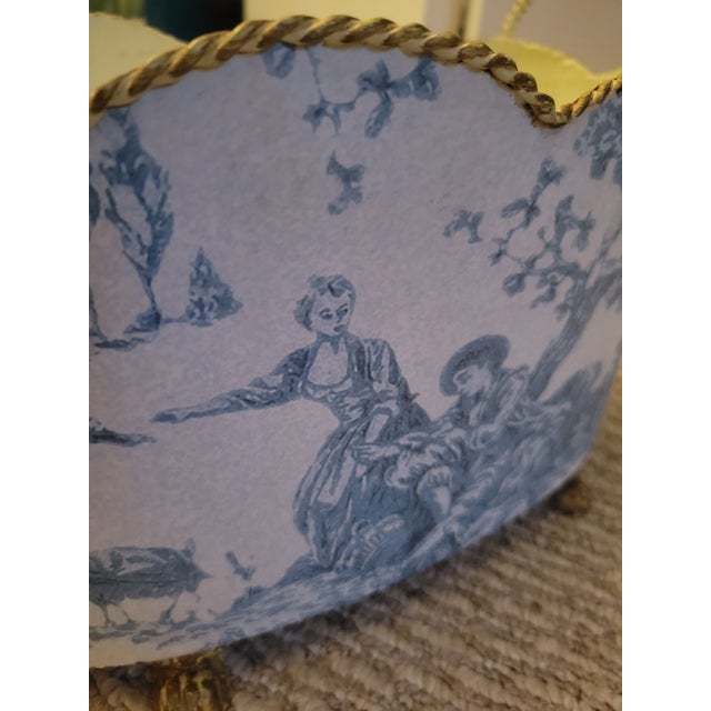 Vintage Handmade Blue White Toile Metal Cache Floral Planter Vessel ...