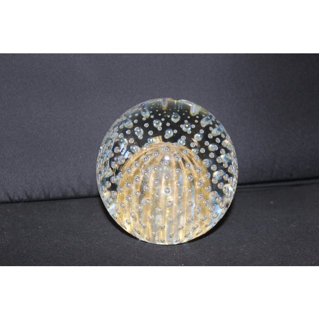 Controlled Bubble Art Glass Paperweight | Chairish