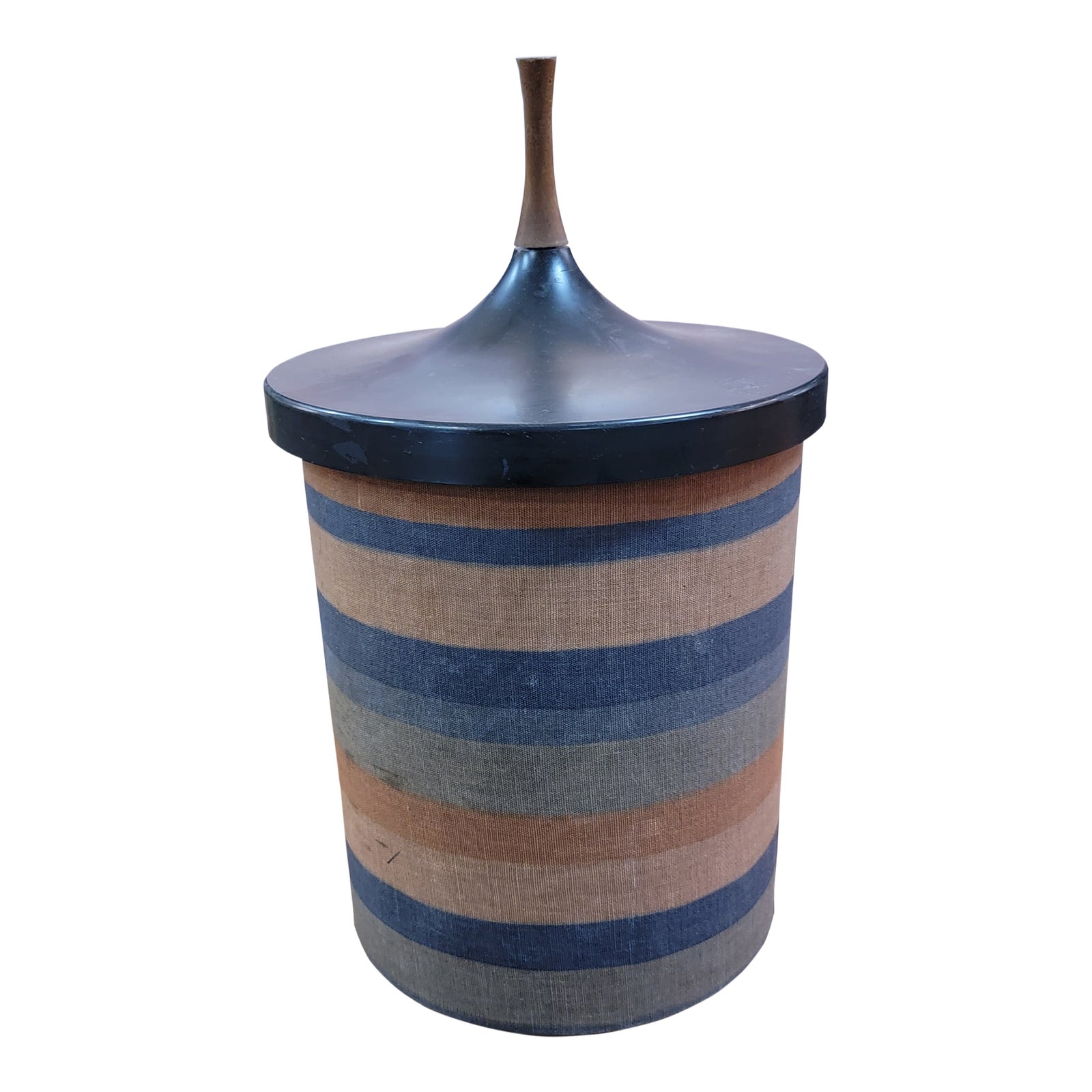 Danish Modern Tall Stripe Fabric Ice Bucket by Laurids Lonborg | Chairish