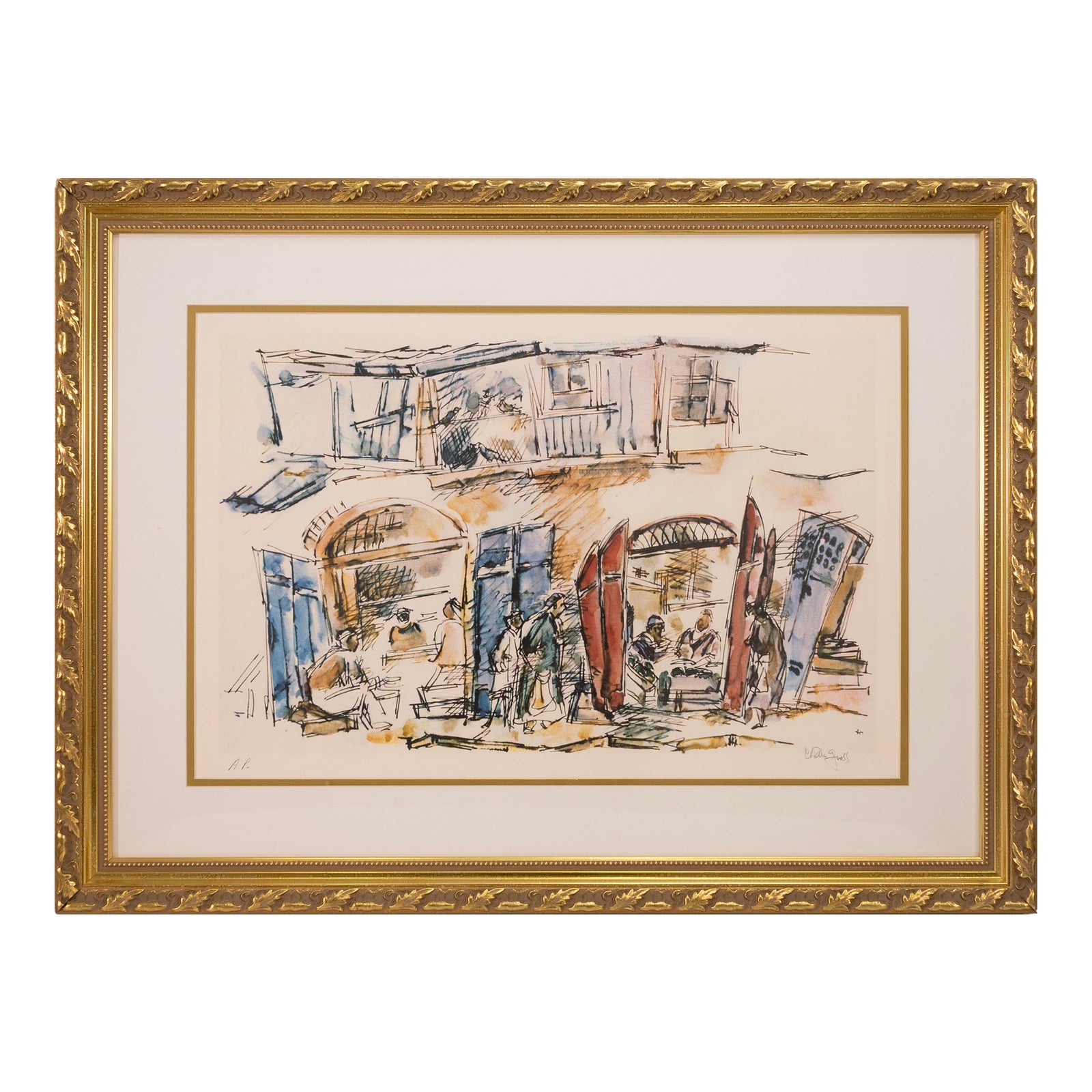 Chaim Gross Jerusalem Cafe Signed Contemporary Color Lithograph on ...