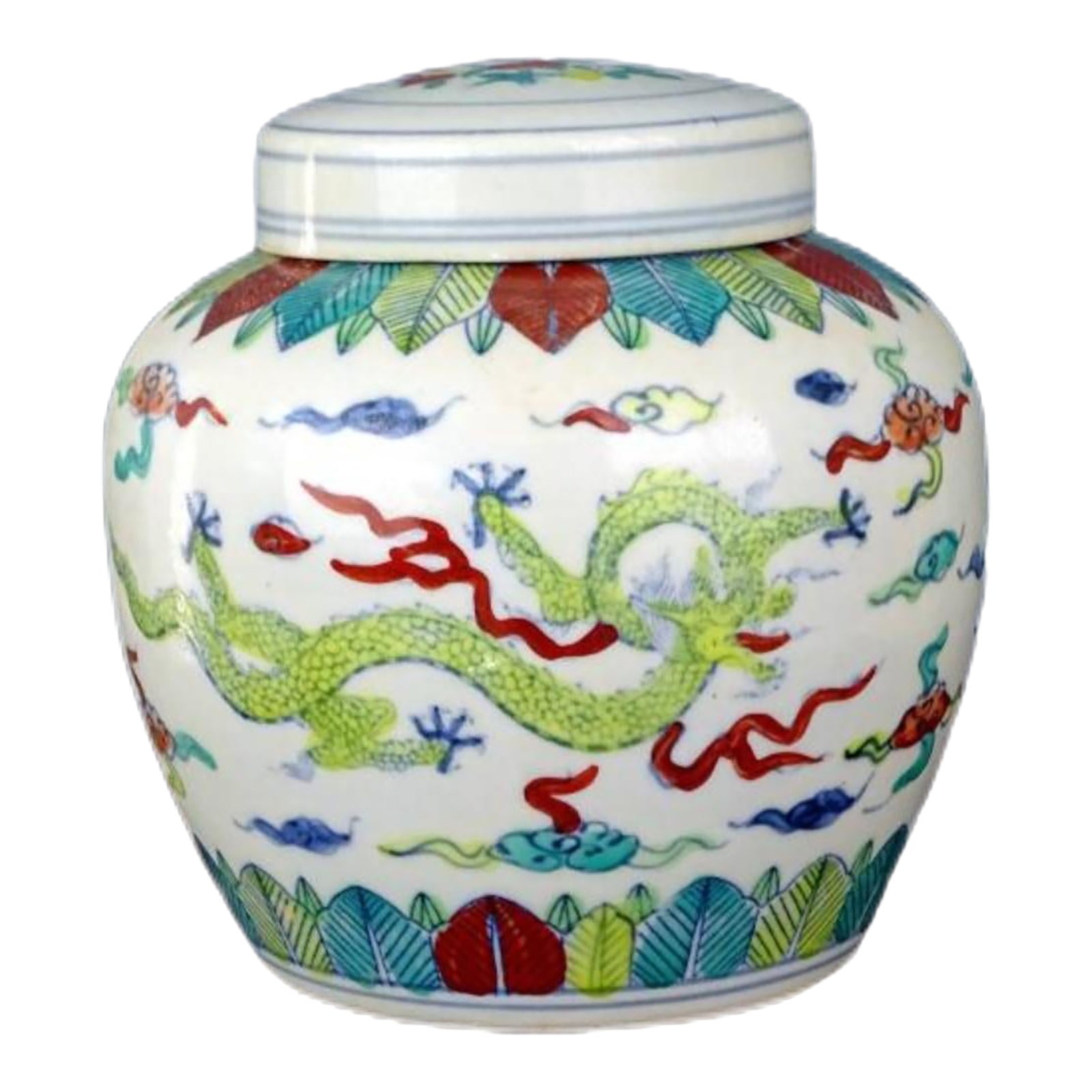 Early 20th Century Chinese Ceramic Tea Jar China Blue and White Doucai ...