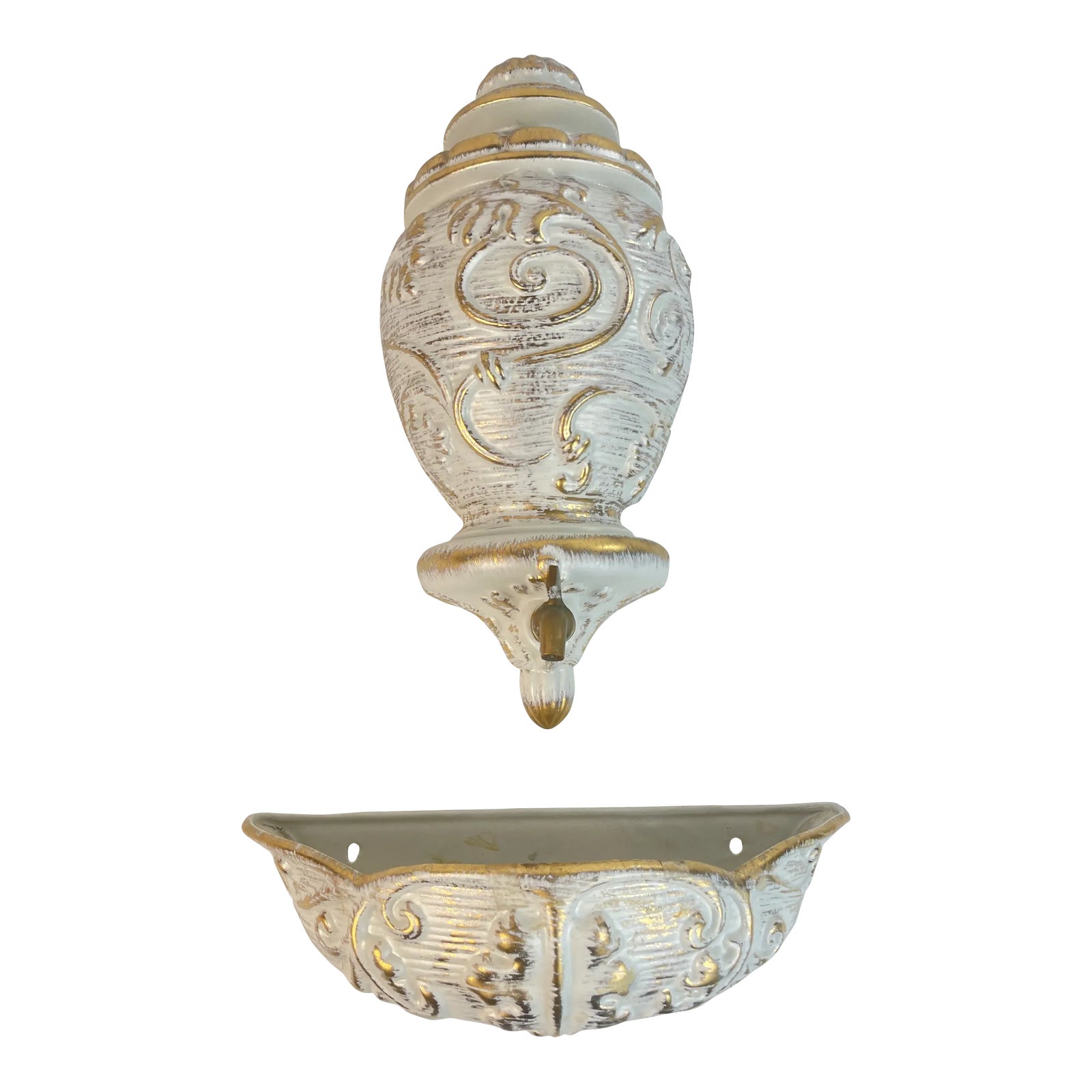 1960s Royal Haeger Lavabo Wall Fountain & Planter in Gold Tweed | Chairish