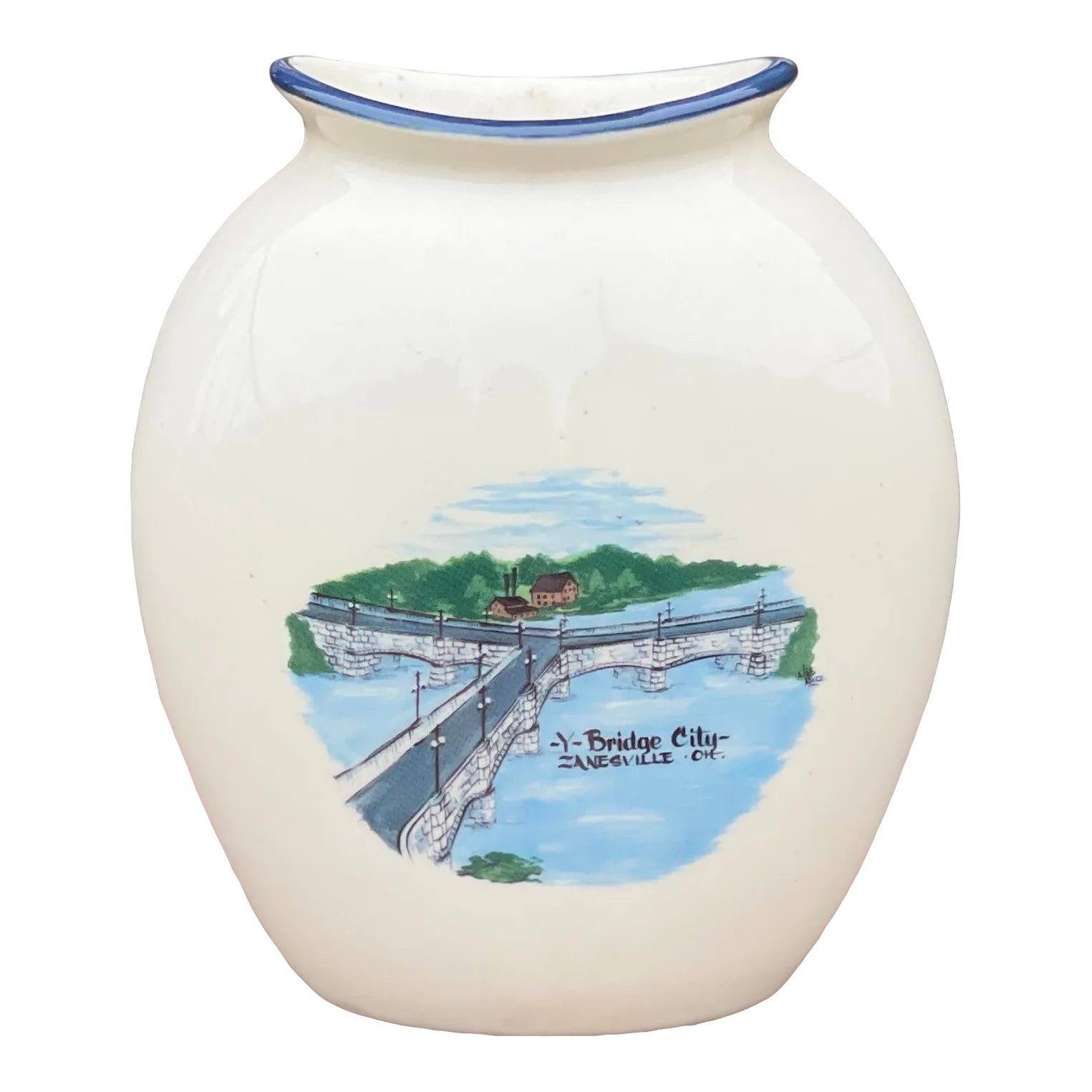 Vintage Buckeye Stoneware Vase Featuring a Hand-Painted Depiction of ...