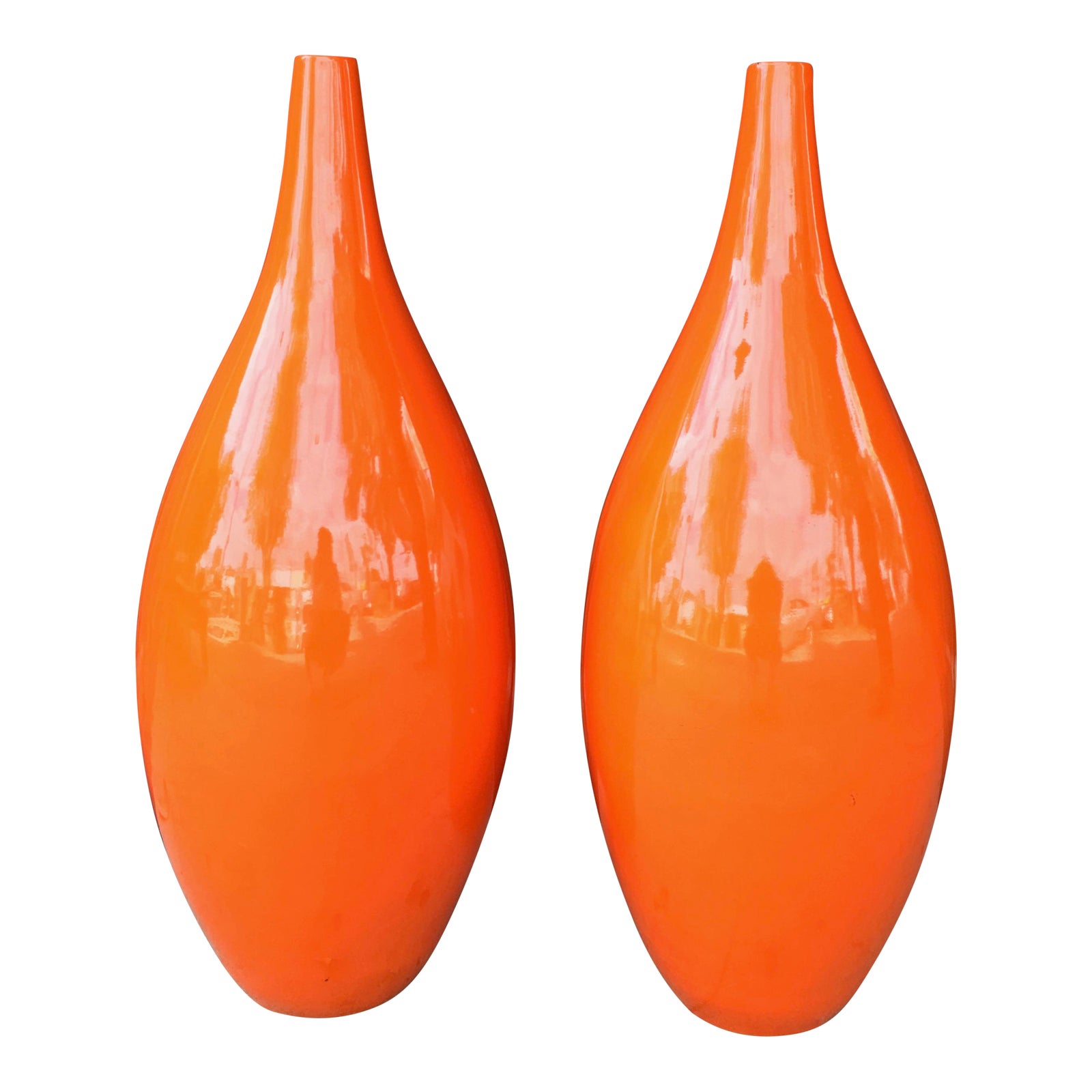 Modern Orange Glass Vases A Pair Chairish