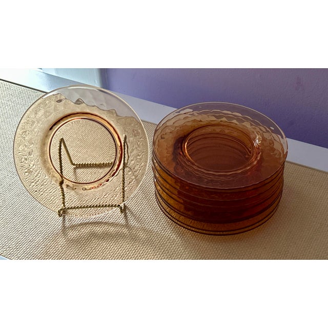 Mid Century Modern Amber Glass Plates - Set of 10 | Chairish