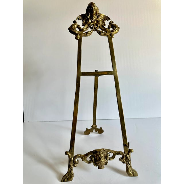 Vintage Ornate Large Solid Brass Rococo Style Easel With Figureheads ...