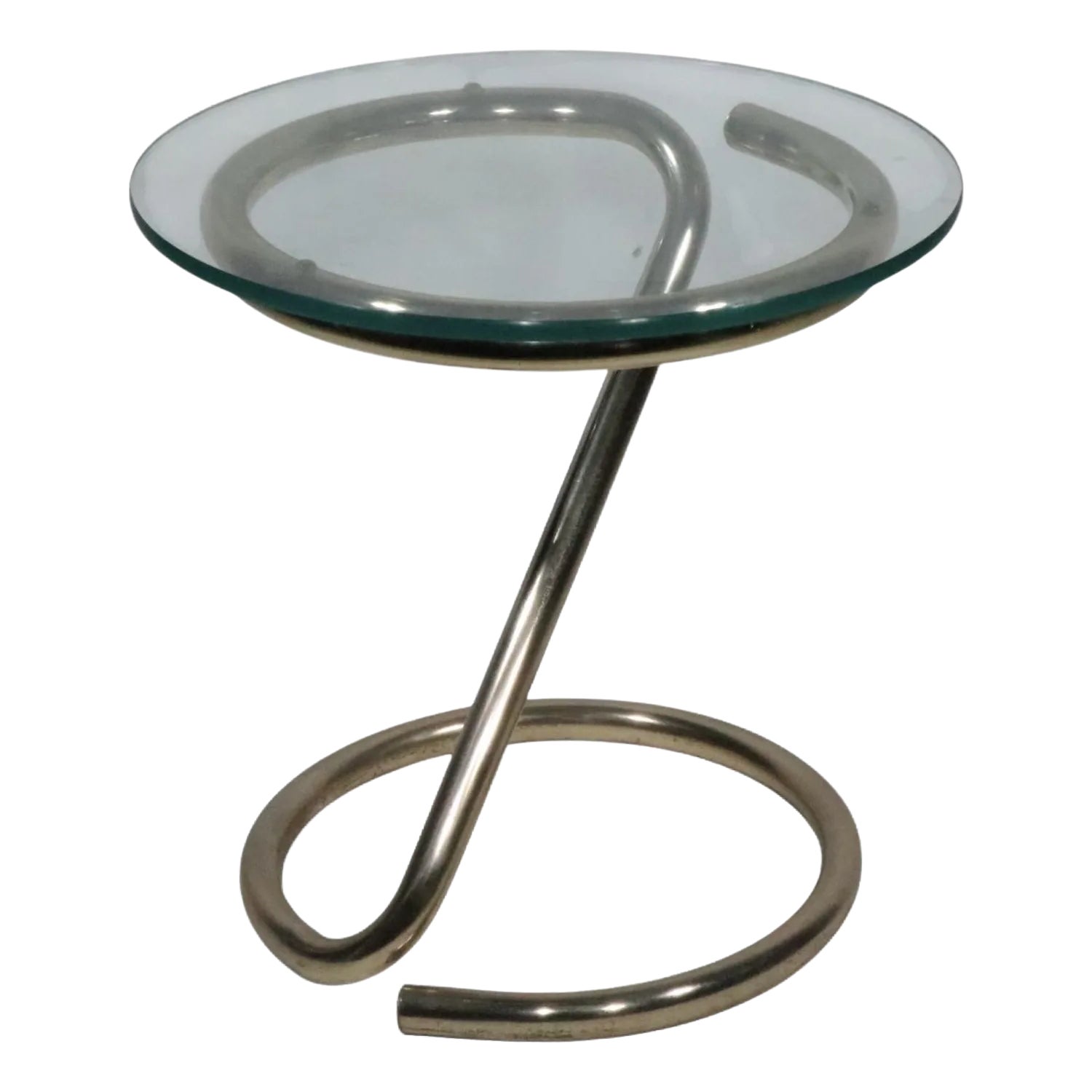 Hollywood Regency Coil Base Glass Top Table Side Table After Paul ...