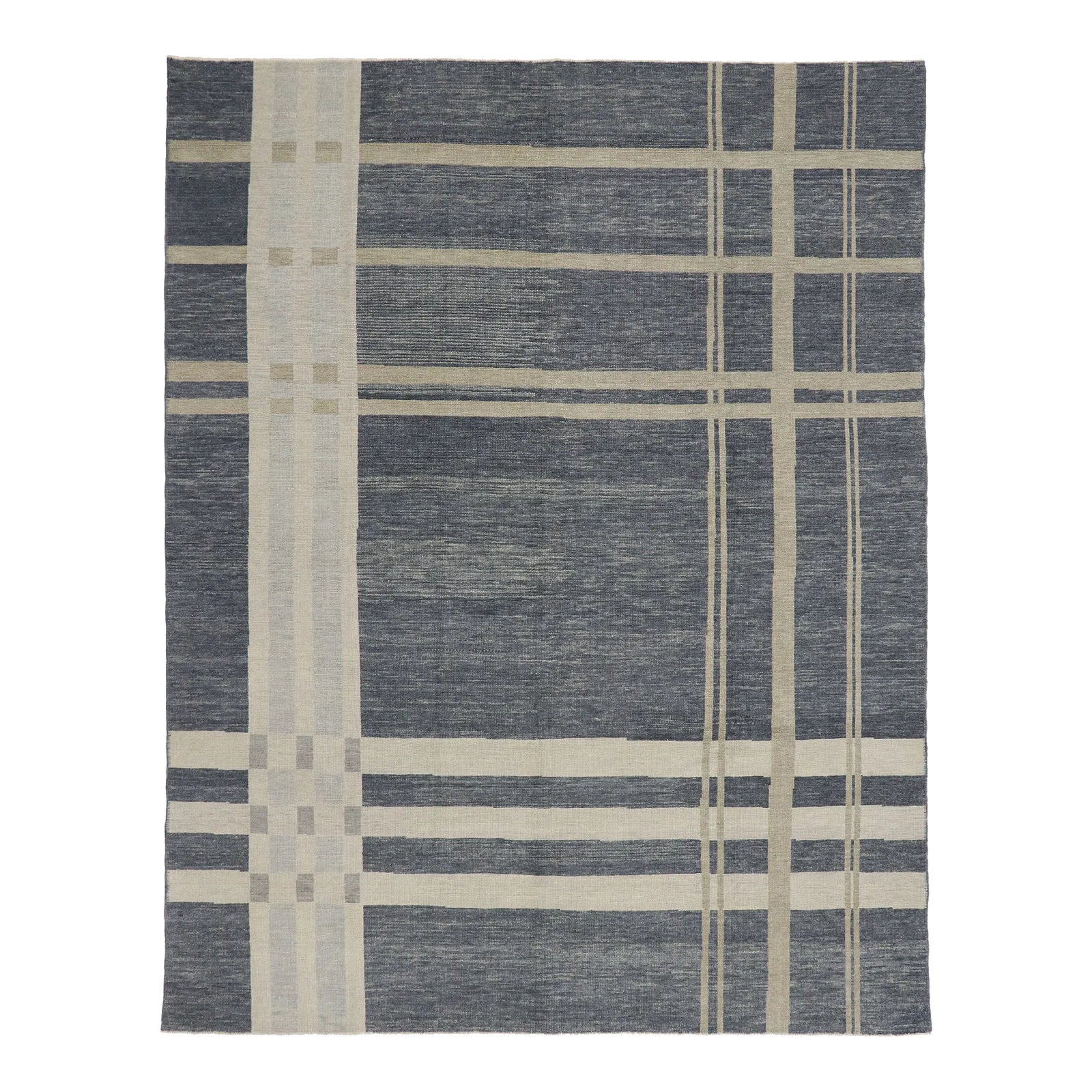 Gray Plaid Tartan Area Rug - 08'08 X 11'01 | Chairish