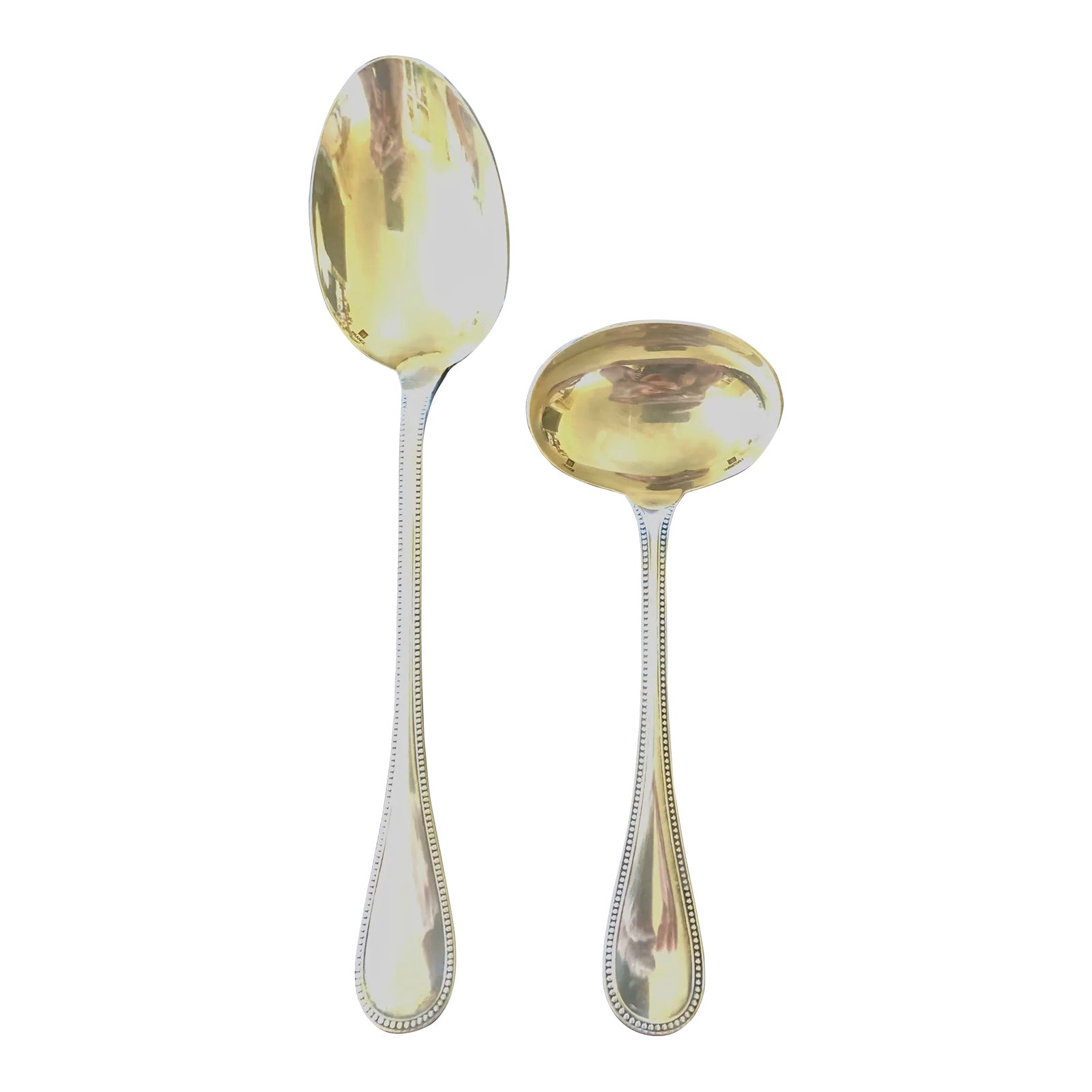 Christofle Perles Serving Spoons, Pair | Chairish