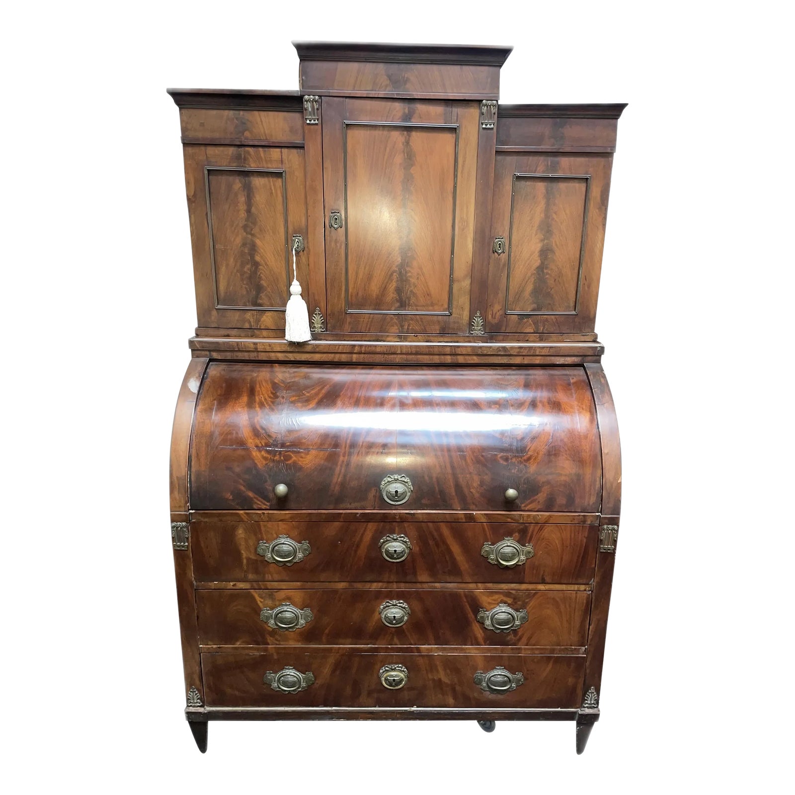 Antique German 1914 Gustav Knauer Roll Top Desk Wwi Era | Chairish