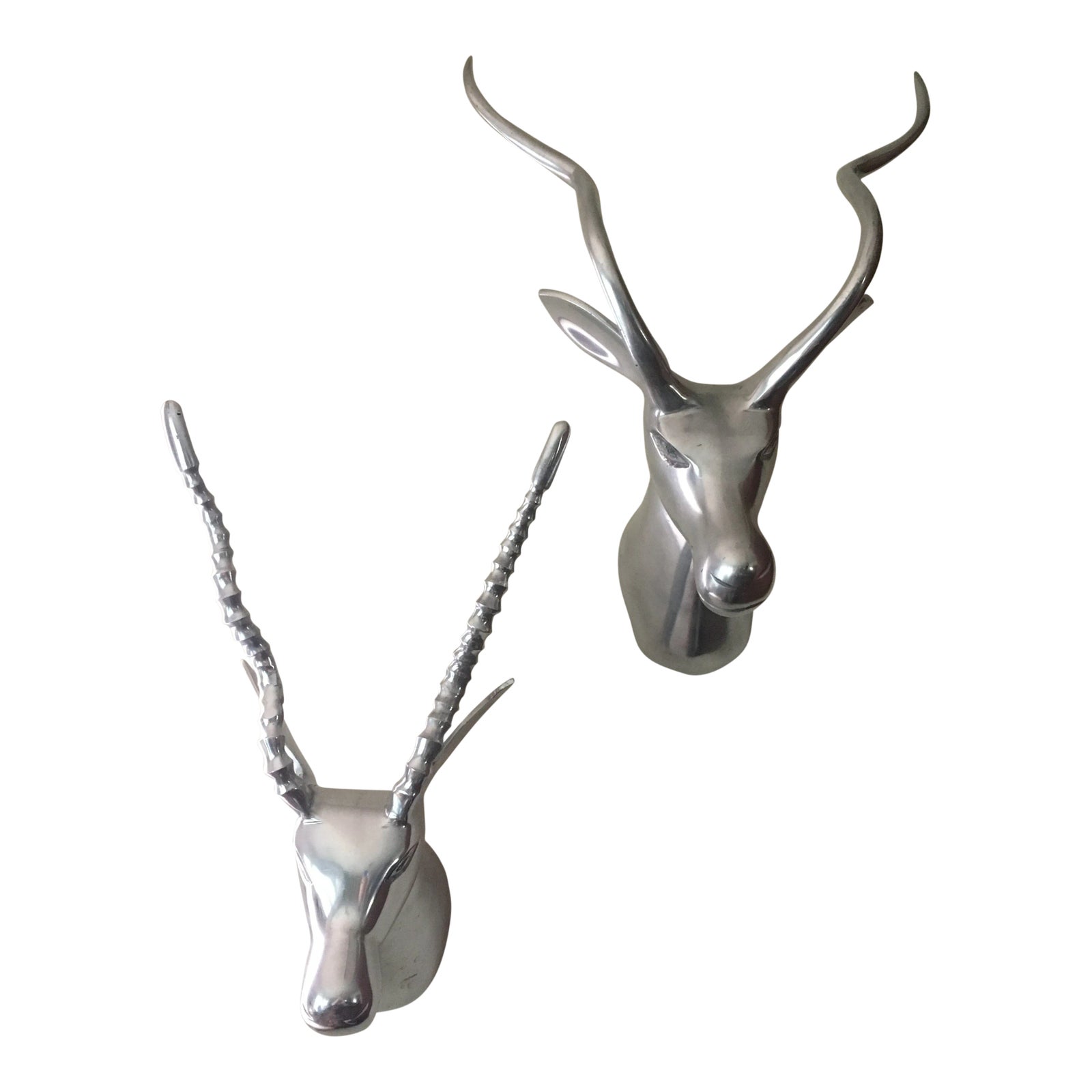 Wall Mounted Metal Heads/Horns - a Pair | Chairish