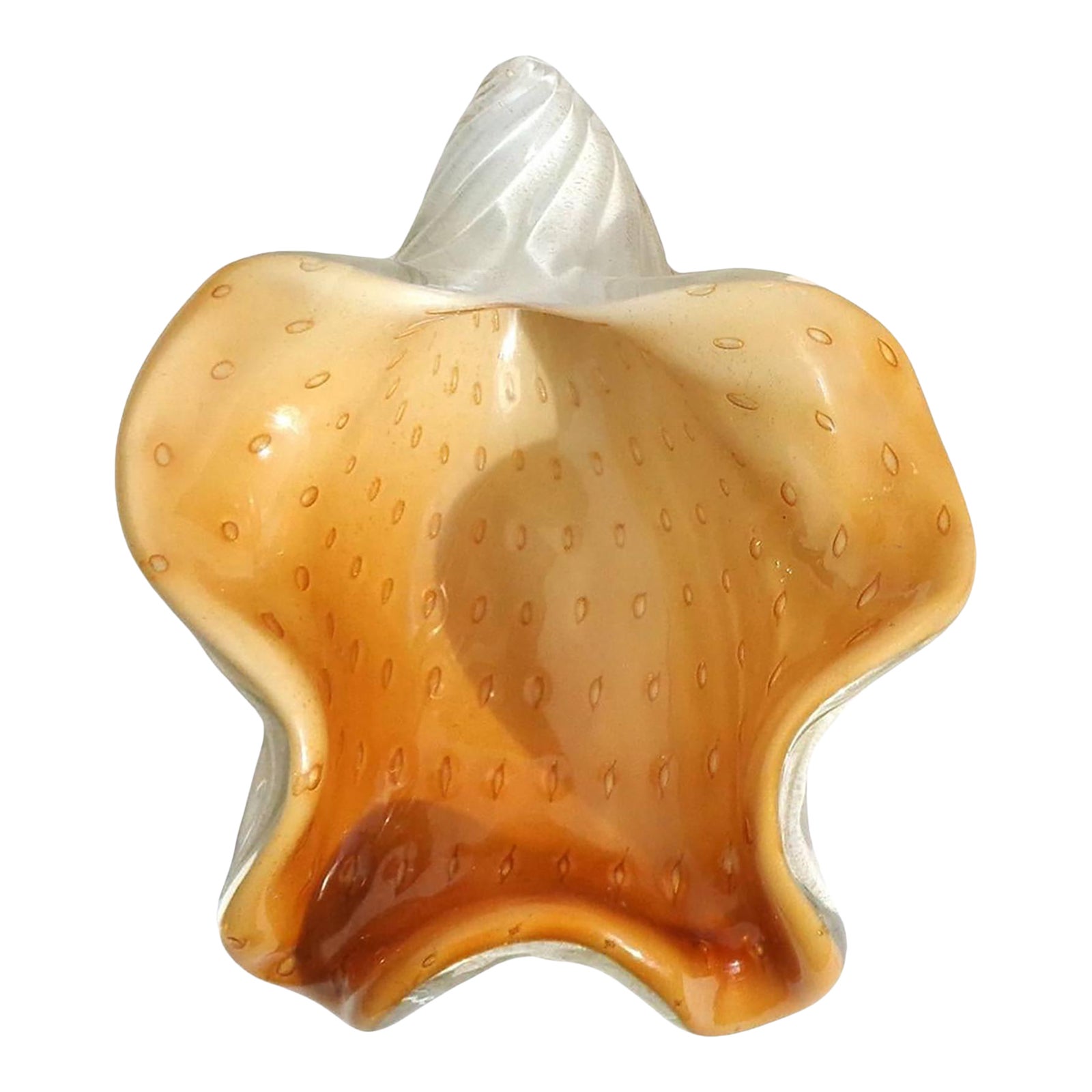 Vintage Murano Barbini White Orange Gold Italian Art Glass Mid Century ...