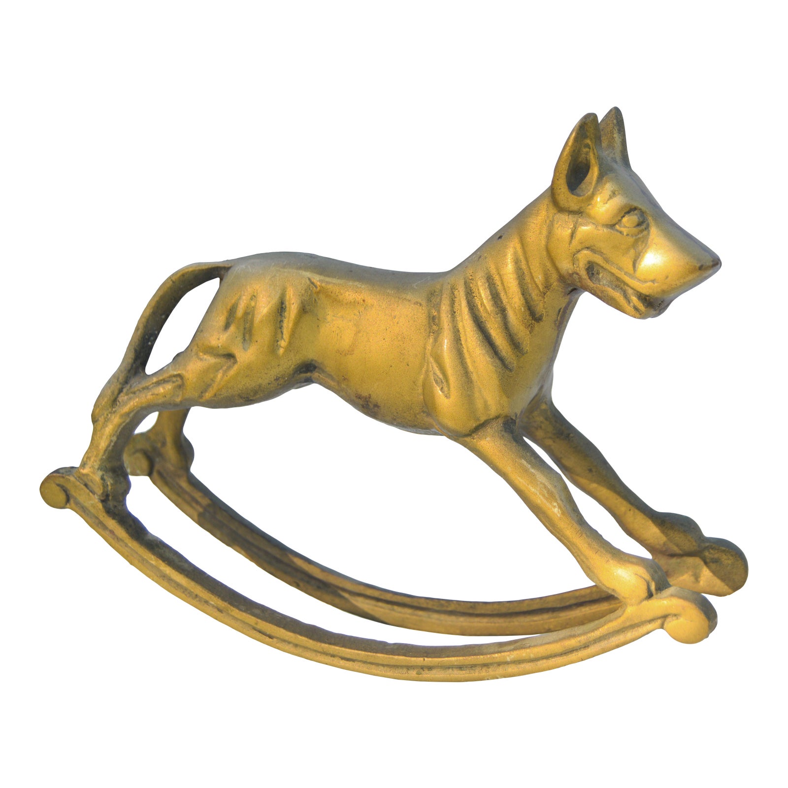 Midcentury Brass Rocking Dog | Chairish