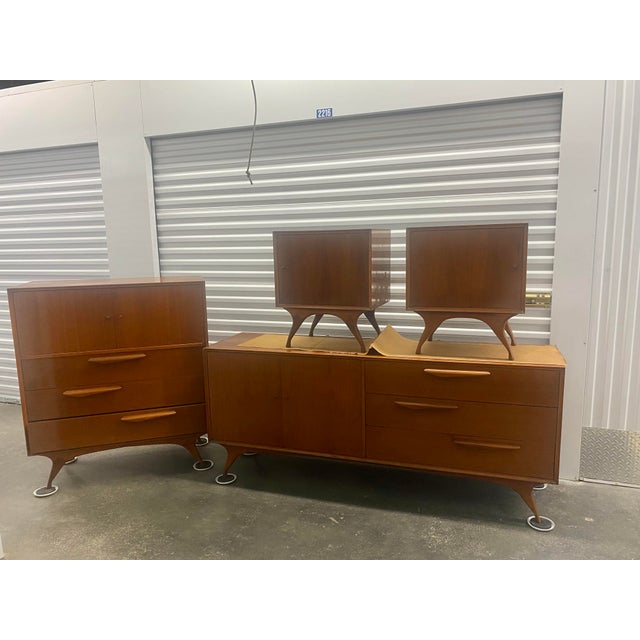 1970s Walnut Albert Parvin Style Tall Boy | Chairish