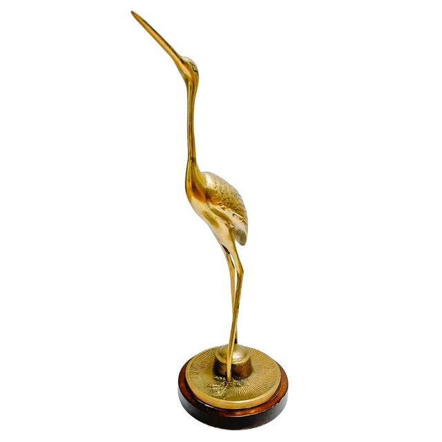 Mid-Century Extra Large Brass Cranes on Wood Bases - a Pair | Chairish