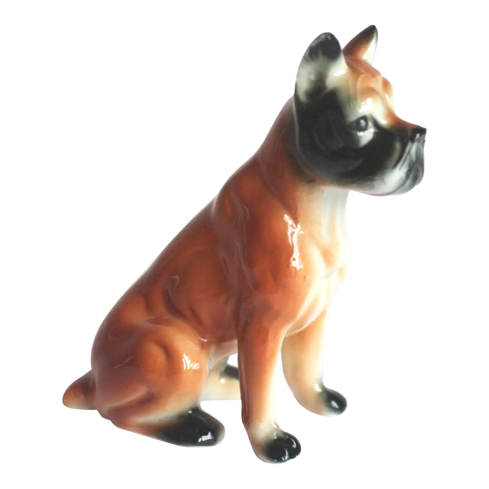 Vintage Ceramic Boxer Dog Figurine, Porcelain Canine | Chairish