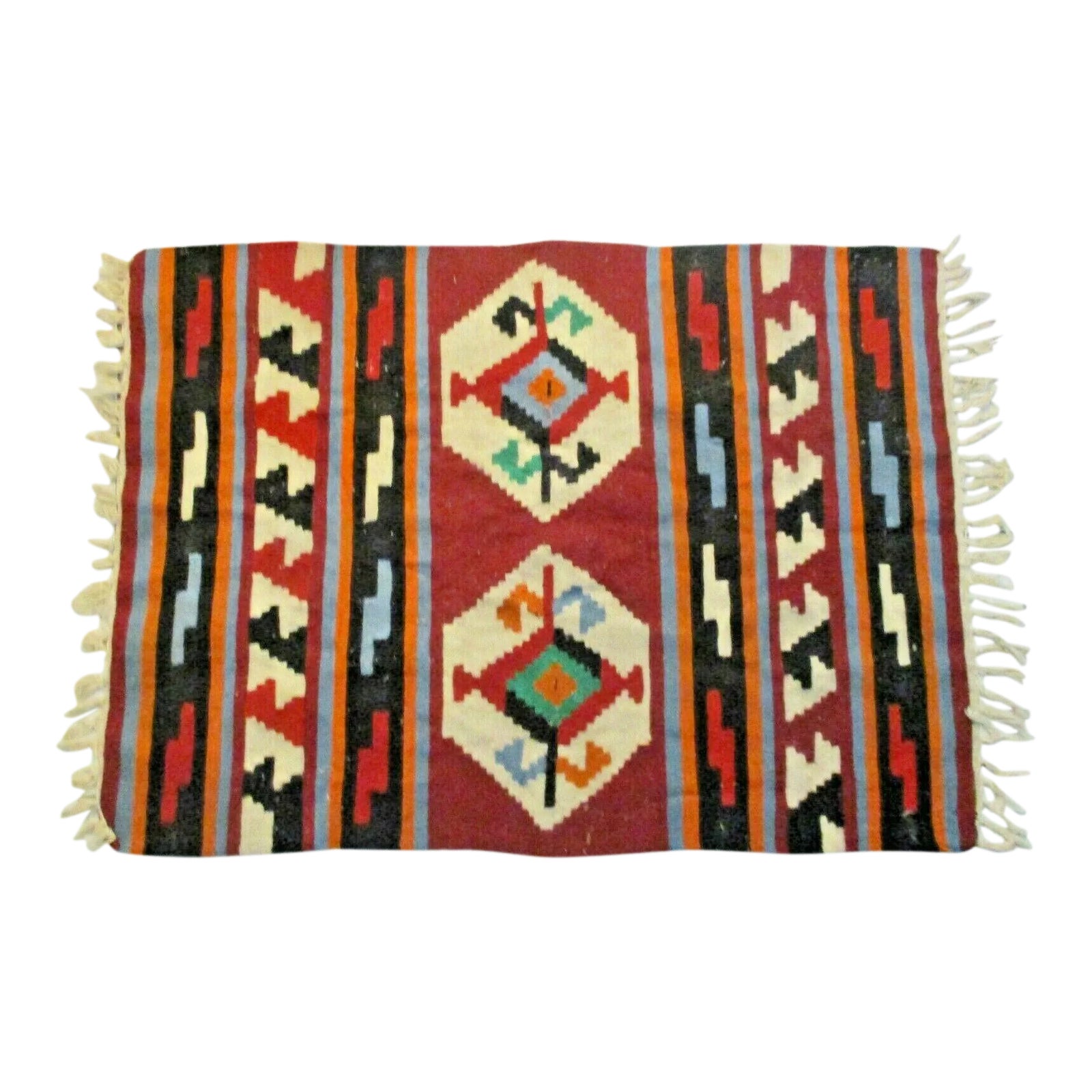 Vintage Turkish Kilim Hand Woven Throw | Chairish