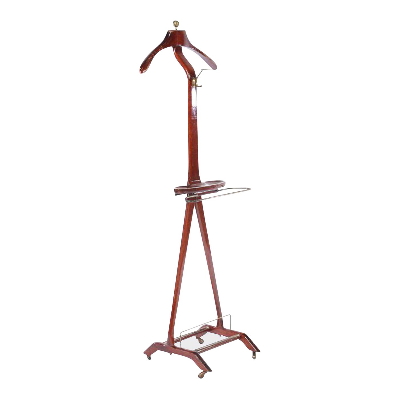 Italian Mahogany Valet With Brass Hardware | Chairish