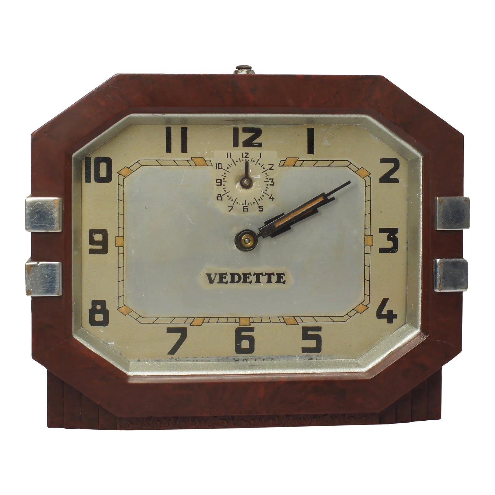 1935 Art Deco French Bakelite Alarm Clock by Vedette | Chairish