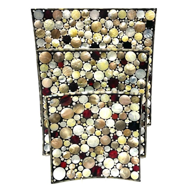 Colorful Graduated Inlaid Shell 'Dots Obsession' Pattern Concave Trays ...