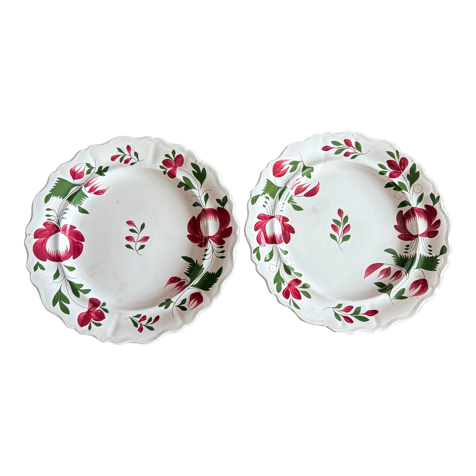 A Very Nice Pair of Antique Staffordshire Early Adam’s Rose Plates ...