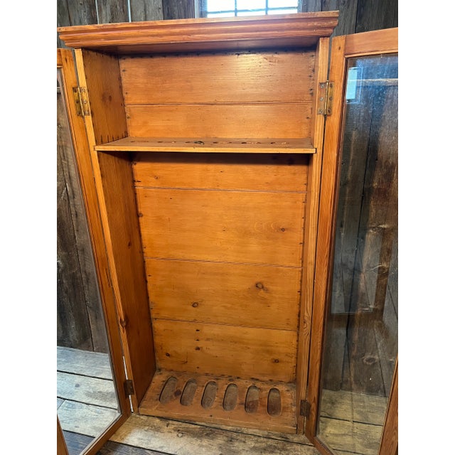 Late 20th Century Antique Pine Two Door Gun Cabinet | Chairish