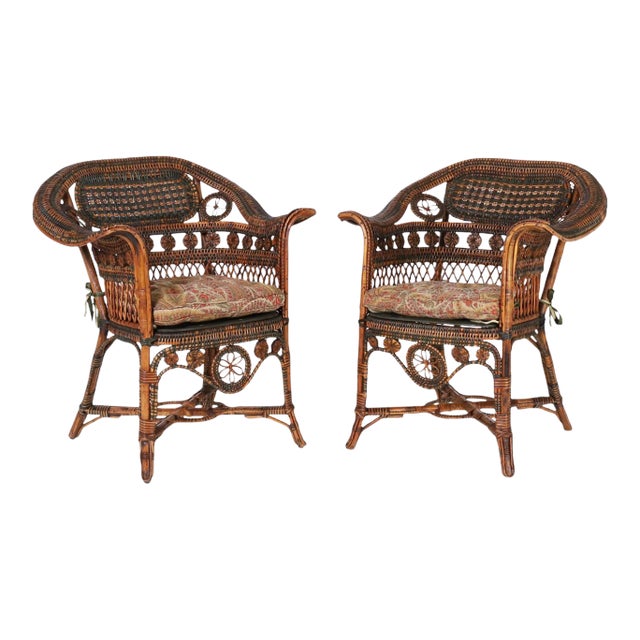 Pair of French Rattan Cafe Chairs | Chairish