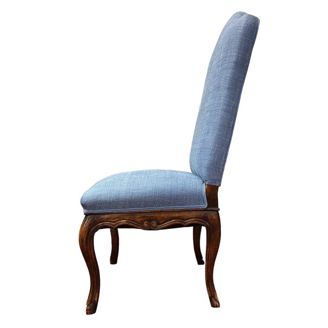 Vintage Blue Custom Upholstered Parsons Chair | Chairish