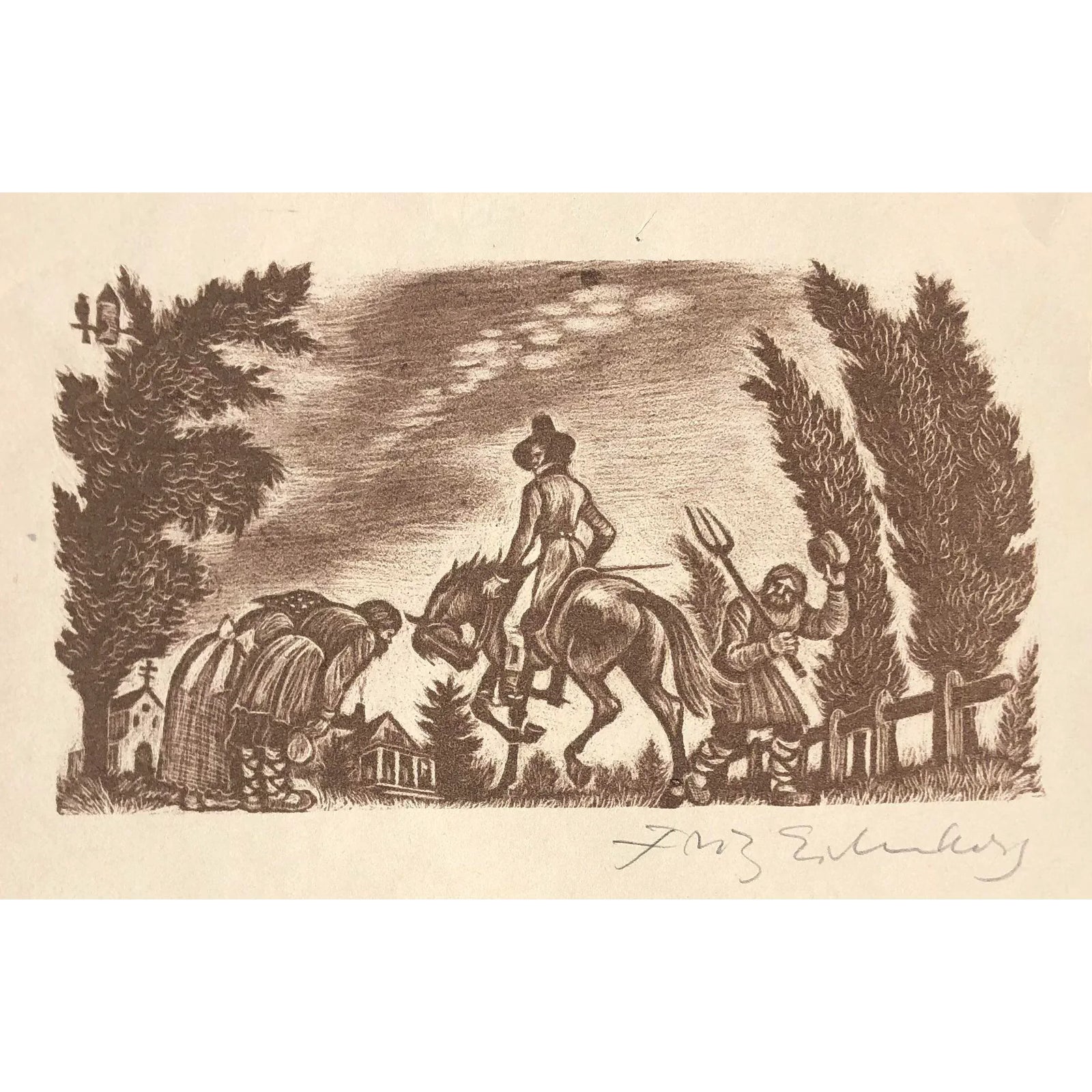 1943 Fritz Eichenberg Lithograph From Eugene Onegin | Chairish