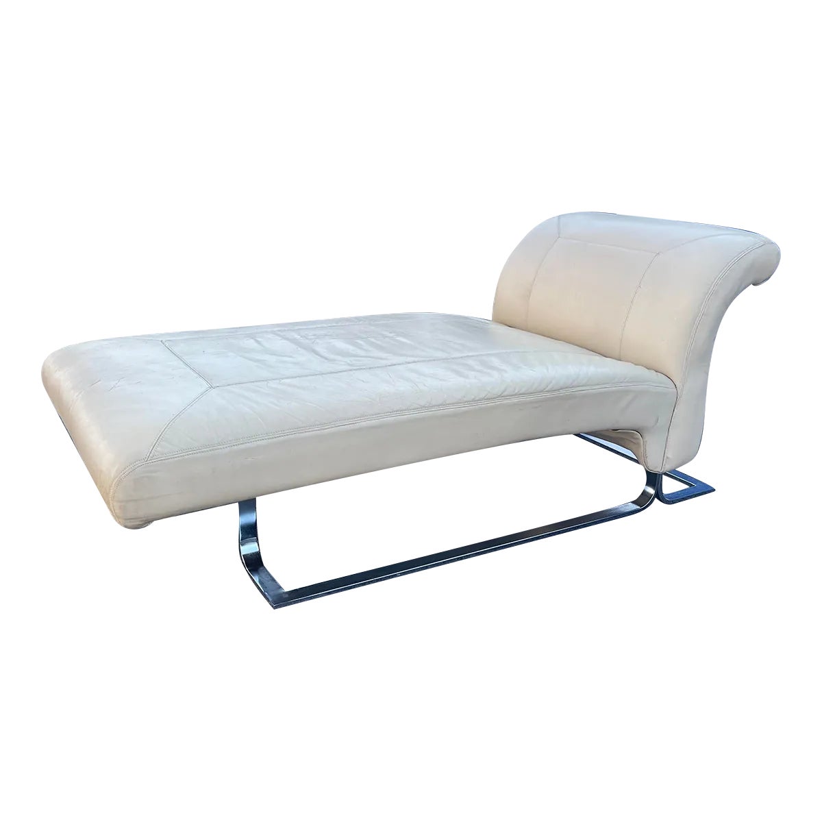 Mid Century Chrome and Leather Chaise Lounge | Chairish
