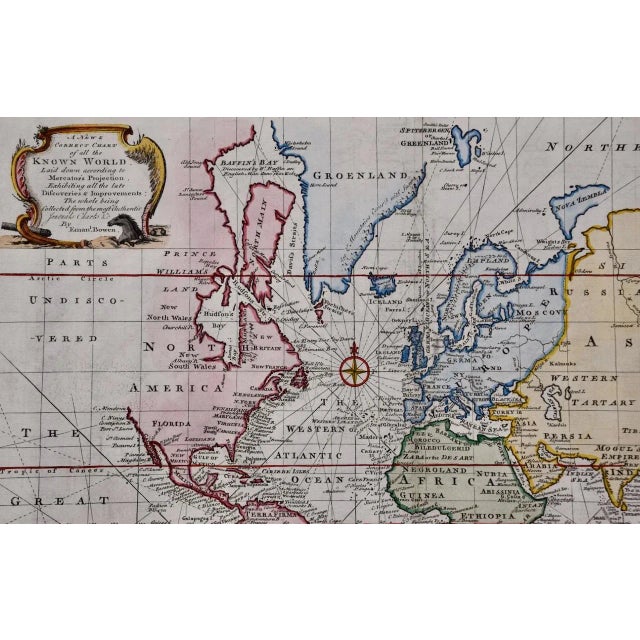 Emanuel Bowen Map of the World: An Original 18th Century Hand-colored ...