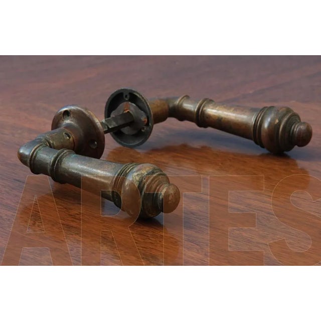 Late 19th Century French Bronze Lever Handle Door Knobs - a Pair | Chairish