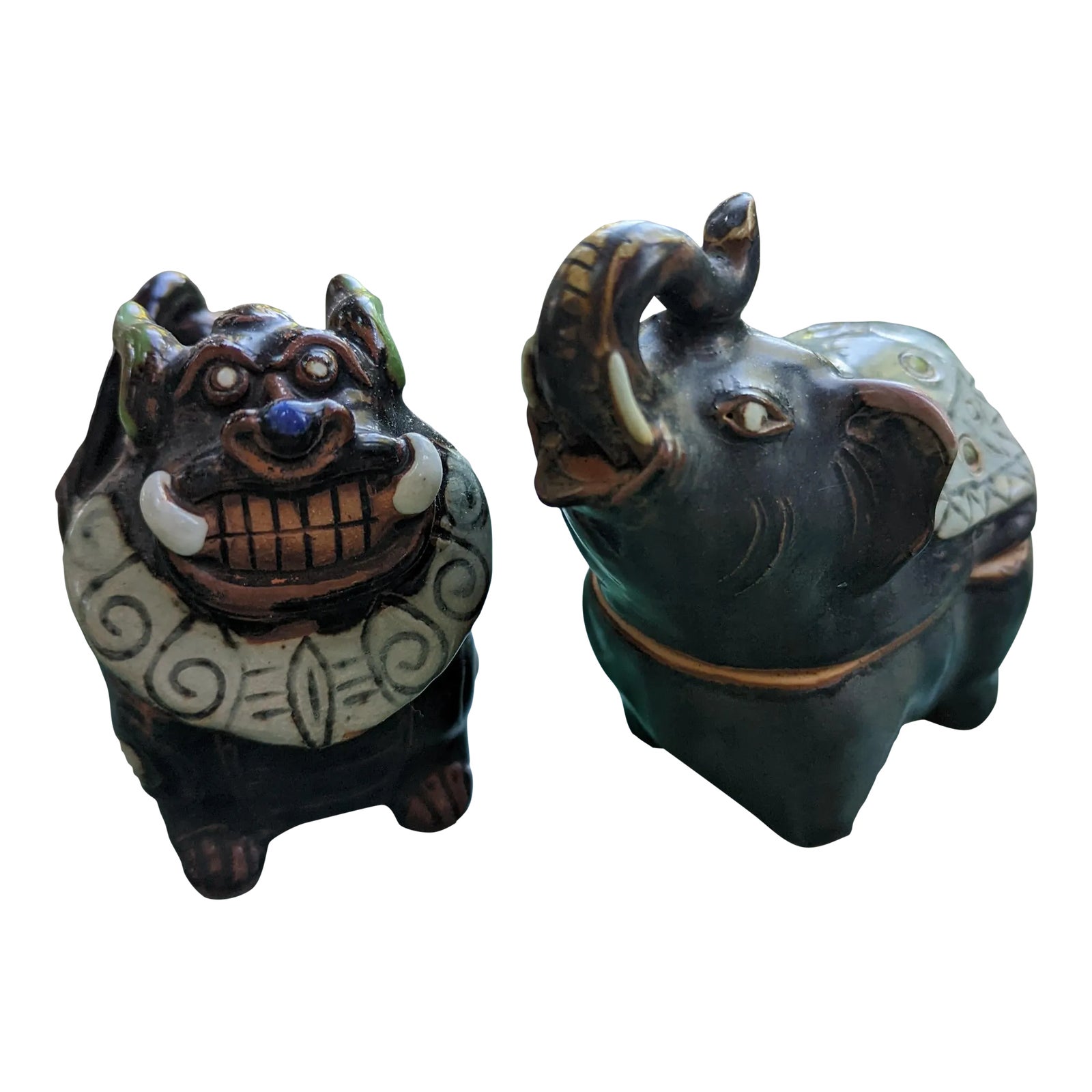 1980s Vintage Thai Ceramic Covered Boxes - Pair | Chairish