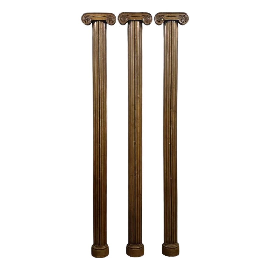 Vintage Walnut Columns - Set of 3 | Chairish