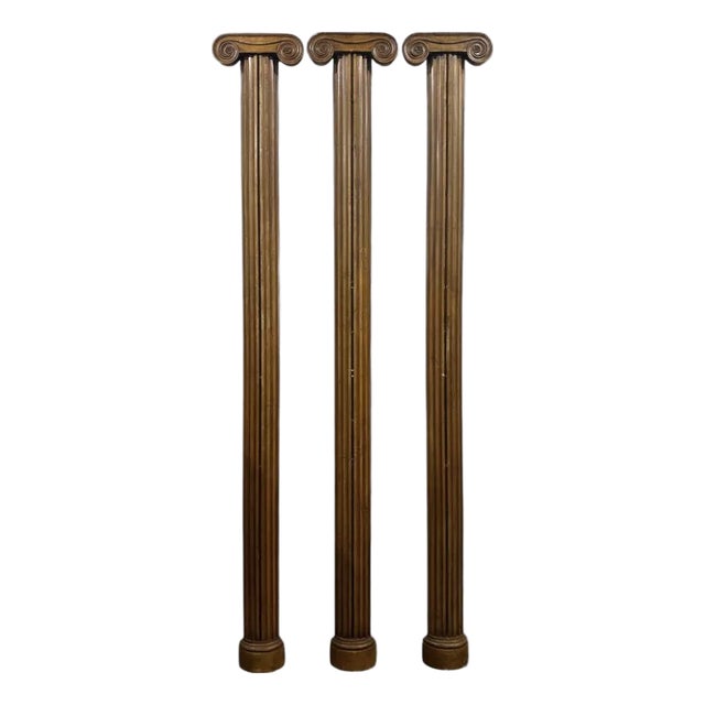 Vintage Walnut Columns - Set of 3 | Chairish