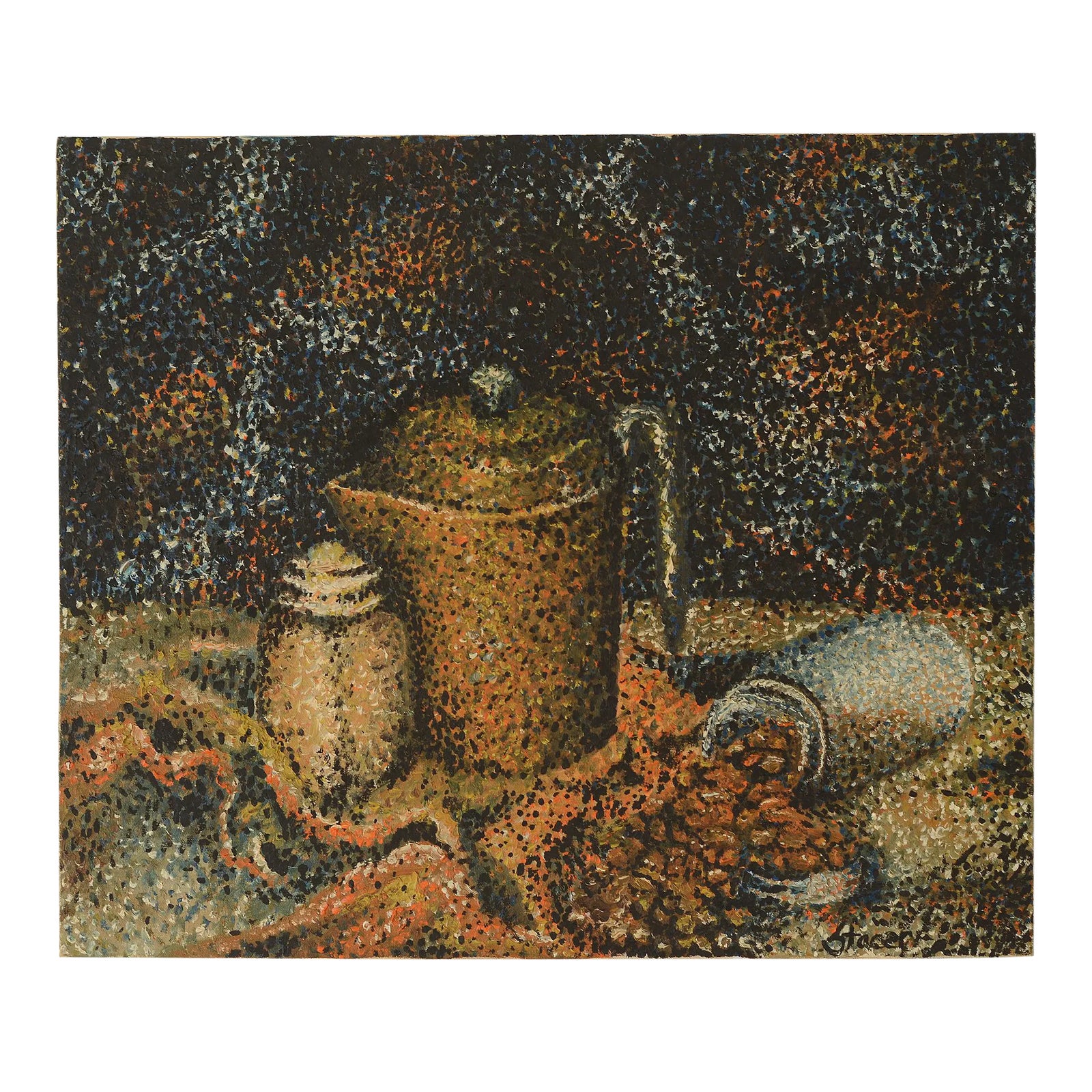 1960s Pointillist Still Life Painting | Chairish
