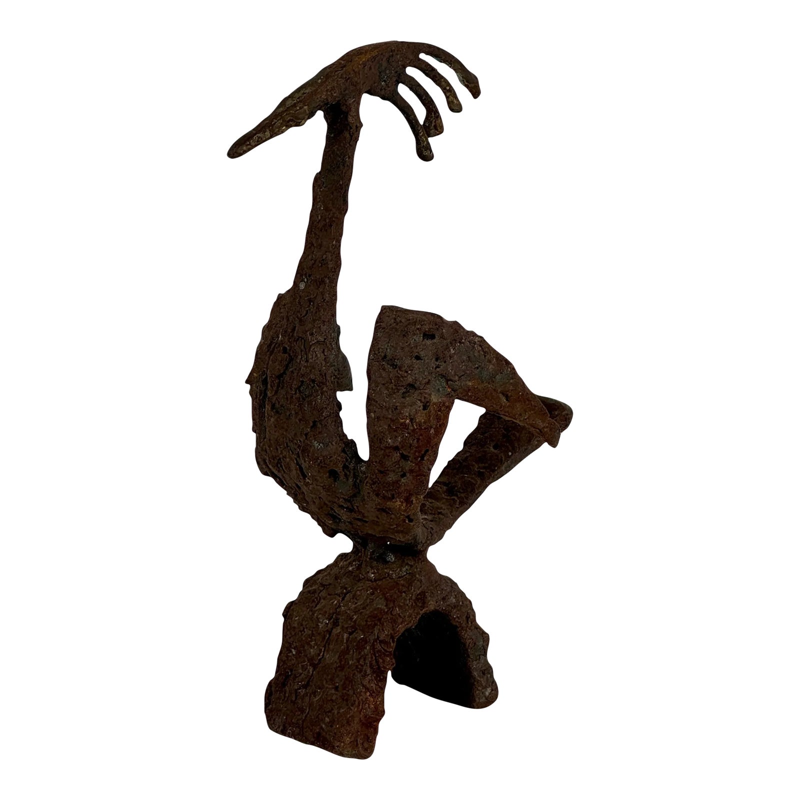Mid-Century Brutalist Metal Dinosaur/Bird Sculpture in Rust Metal #1 ...