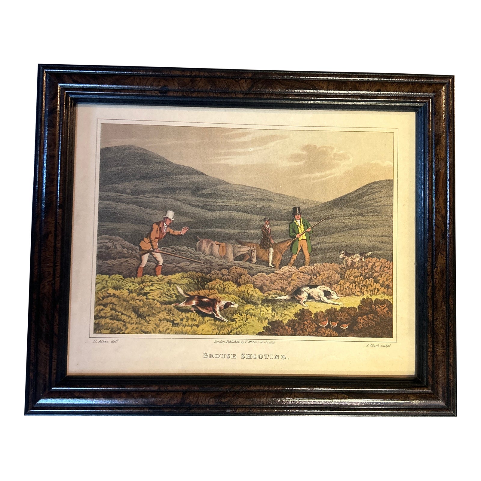 19th Century Original Hunting Scene Engraving “Grouse Shooting” | Chairish
