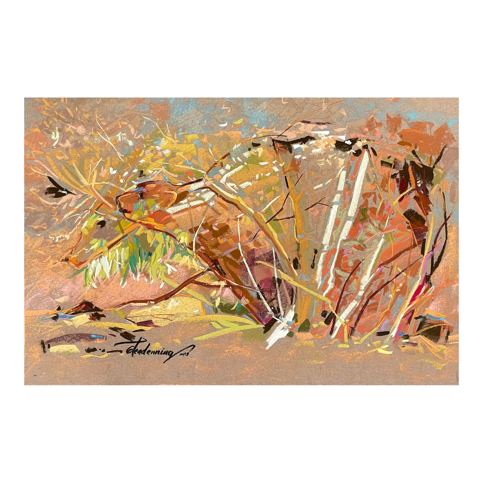Susan Glendenning Bear in Landscape Pastel | Chairish