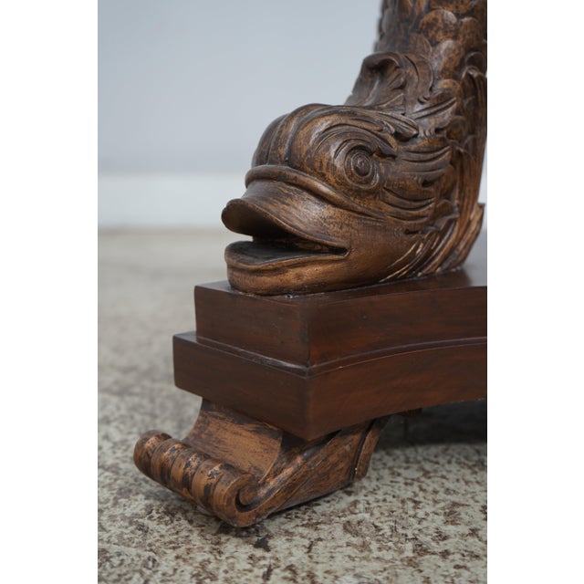 Round Glass Top Carved Dolphin Base Center Table | Chairish