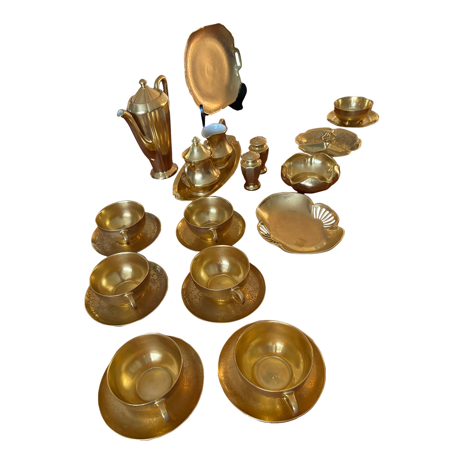 Antique & Vintage 25 Piece Pickard 1930’s 22k Gold Hand-Painted China ...