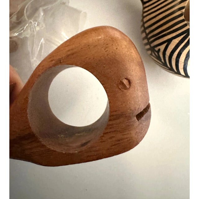 Various Set of 18 Carved Wood Animal Napkin Rings | Chairish