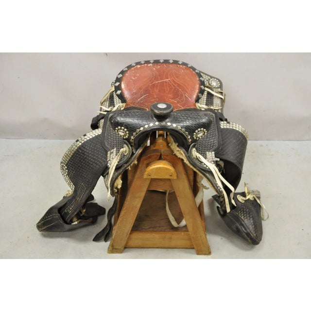 Vintage Simco Black Brown Leather Studded Western Horse Show Saddle ...